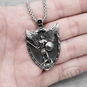 Accessories | Archangel Angel Saint St Michael Shield Cross Stainless ...